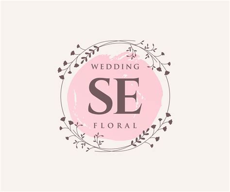 Se Initials Letter Wedding Monogram Logos Template Hand Drawn Modern