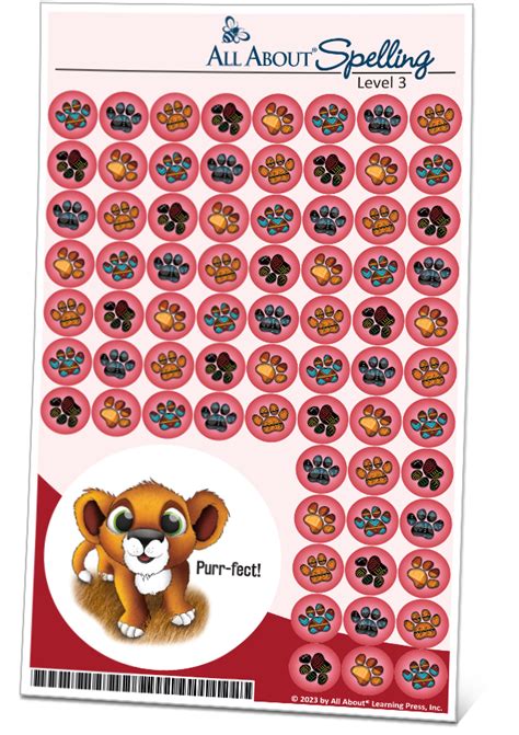 All About Spelling Stickers Purr Fect Pawprints The Learning House