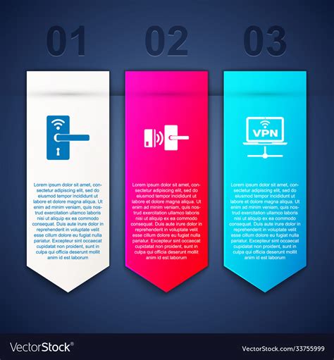 Set Digital Door Lock With Wireless And Vpn Vector Image