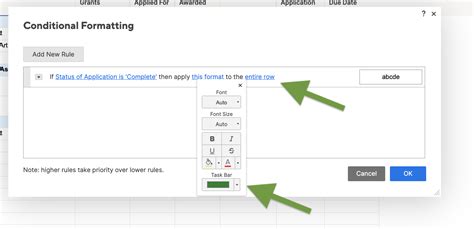 Task Bar Option Not Showing In Conditional Formatting Smartsheet
