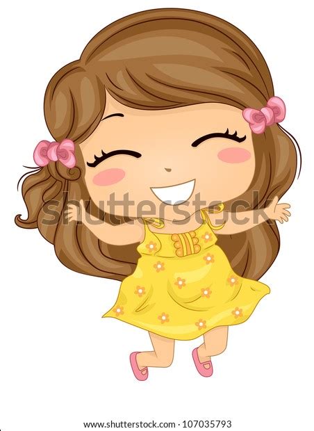 Illustration Featuring Girl Jumping Glee Stock Vector Royalty Free