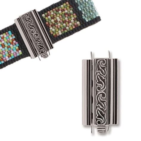Beadslide Clasp For Seed Beads 45042 1 Swirls 24mm Silver Color Clasp