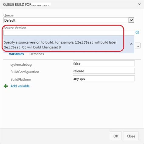 Tfsbuild TFS 2015 Build Definition Get Version Stack Overflow