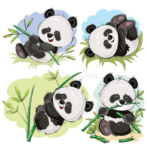 Cartoon Panda Eating Bamboo Stock Illustrations 1434 Cartoon Panda