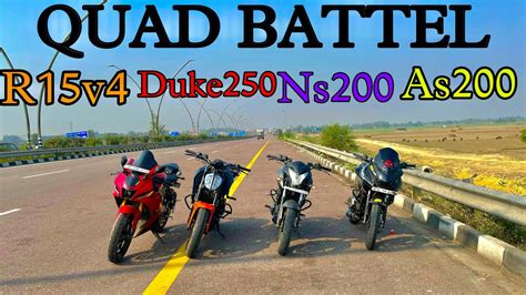 R15v4 Bs6 Vs Duke250 Bs6 Vs Ns200 Bs4 As200 Bs4 Drag Race Aag Lagadi