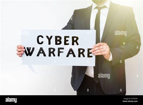 Text Showing Inspiration Cyber Warfare Word For Virtual War Hackers