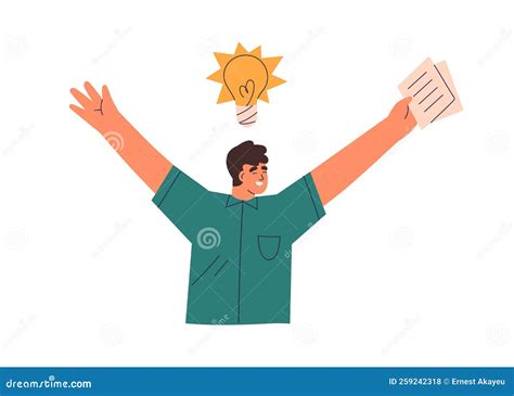 Person With Creative Business Idea Bright Lightbulb As Smart Solution Insight Discovery And
