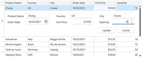 ColumnBase EditFormTemplate Property WPF Controls DevExpress Documentation