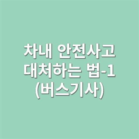 차내 안전사고에 대처하는 법버스기사 1 Goodtimemakergtm