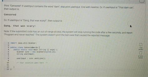 Solved Pint Censored If Userinput Contains The Word Dam