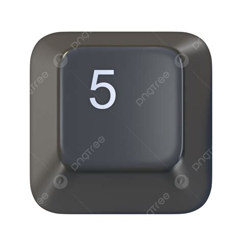 Black Computer Keyboard Key Number 5 3d Element Macro Shadow Abc Png