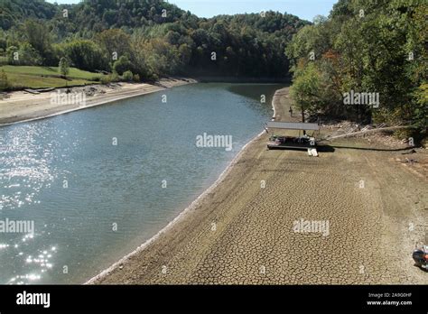 View Of The South Fork Holston River In A Period Of Drought Near