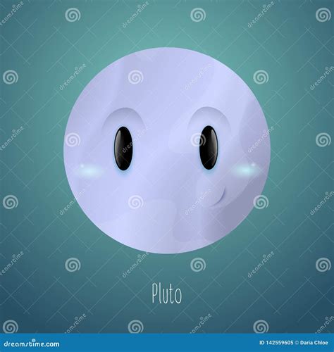 Cute Pluto Planet Kawaii Characters Vector Illustration Isolat