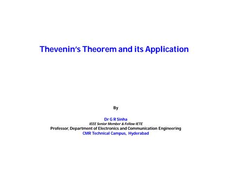 Thevenin S Theorem And Application PDF Computer Software And Applications Computing