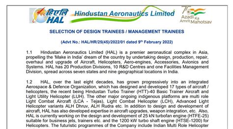 HAL Recruitment 2022 Apply Online For Management Trainee Posts At Hal