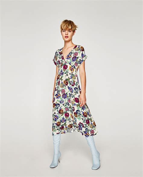 Floral Print Midi Dress View All Dresses Woman Zara United States