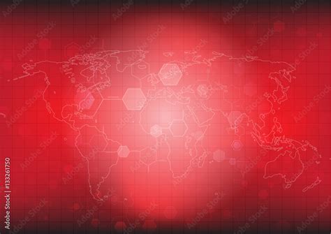 Vector Abstract Futuristic Circuit Board Illustration High Technology Dark Red Color Background