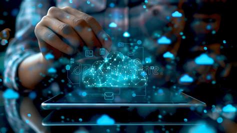 Futuristic Interaction With Holographic Technology A Person Uses Advanced Interface Touchscreen