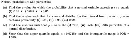 Solved Normal Probabilities And Percentiles A Find The Chegg