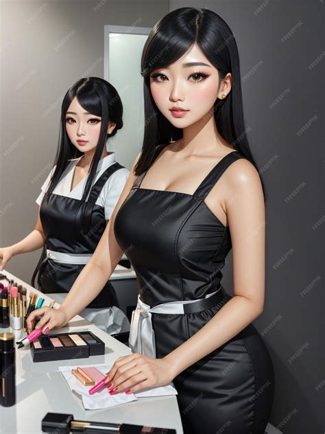 Premium Ai Image Young Japanese Beauty Office Lady Black Hair With