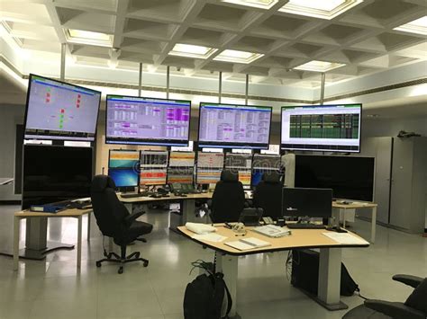 Operator Screens With Process Display Of Oil Gas Plant Control Room