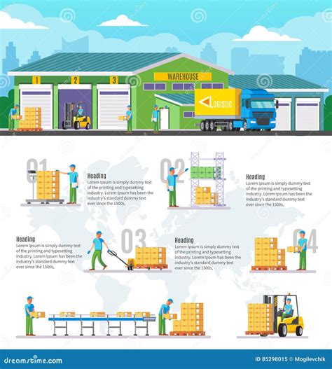 Logistic Warehouse Infographic Stock Vector Illustration Of