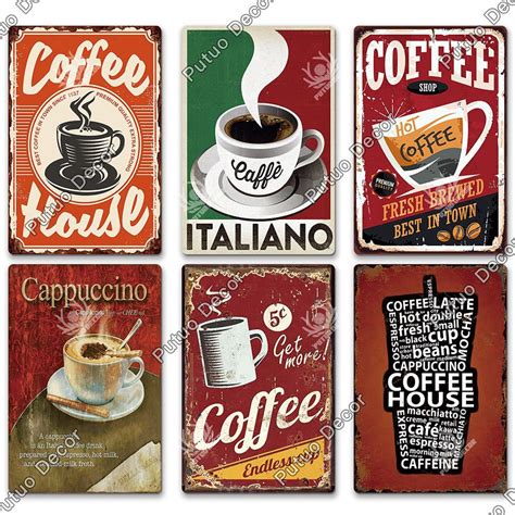 Vintage Style Coffee Theme Metal Tin Sign Kitchen Bar Pub Cafe Wall Art