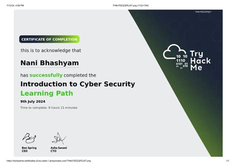 Completed Tryhackme Introduction To Cyber Security Nani Bhashyam Posted On The Topic Linkedin