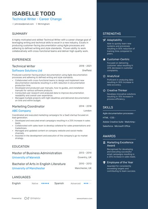 Technical Writer CV Examples For