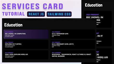 Simple Education Experience Responsive Card Tutorial React Js