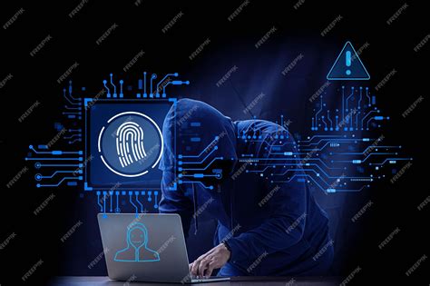 Hacker And Internet Technology Crime With Digital Abstract Hologram