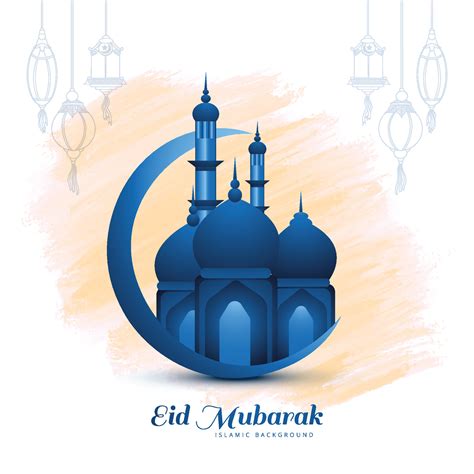 Eid Mubarak Criativo Lua E Mesquita Cartão Fundo 22455777 Vetor No Vecteezy