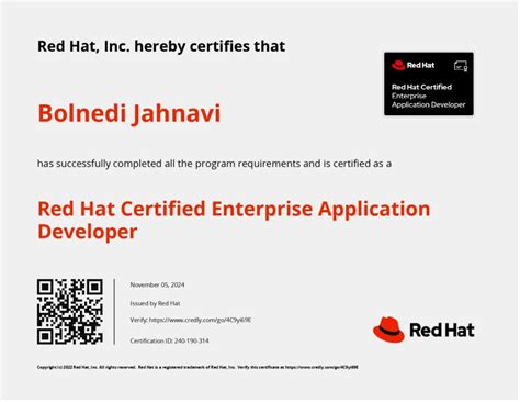 Redhatcertified Enterpriseapplicationdeveloper Java Jahnavi Bolnedi