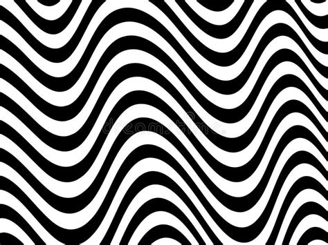 Trippy Strip Pattern Horizontal Background With Black And White Curved