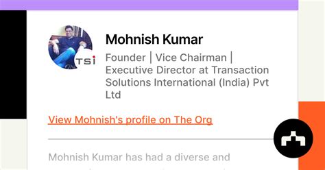 Mohnish Kumar Founder Vice Chairman Executive Director At Transaction Solutions