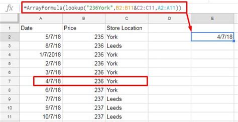 Find The Last Occurrence Of Multiple Criteria In Lookup In Sheets