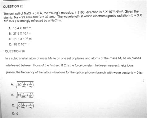 Answered Question 25 The Unit Cell Of Nacl Is… Bartleby
