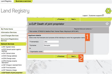 Hm Land Registry Portal Death Of A Joint Proprietor E Djp Gov Uk