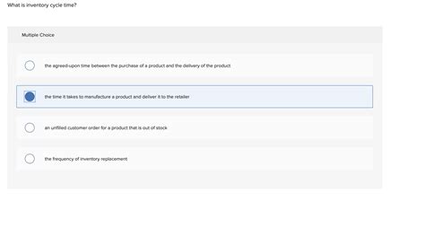 solved what is inventory cycle timemultiple choicethe