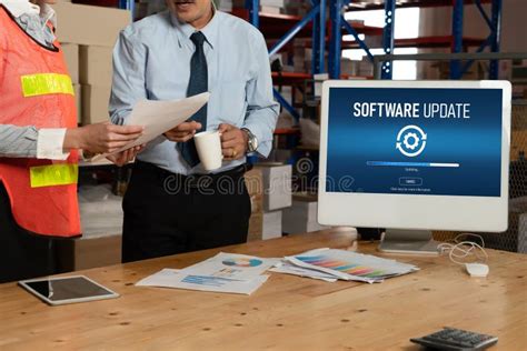 Software Update On Computer For Modish Version Of Device Software Stock