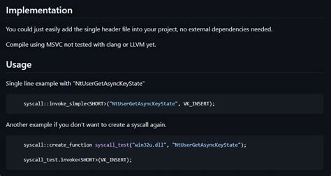 hackgit on twitter direct syscall a simple direct syscall wrapper