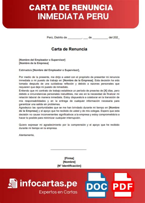 Modelo Carta Renuncia Laboral Perú Image To U