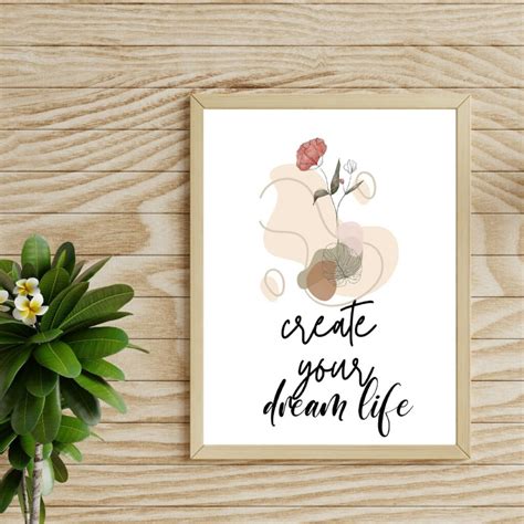 Create Your Dream Life Positive Printable Wall Art Masterbundles
