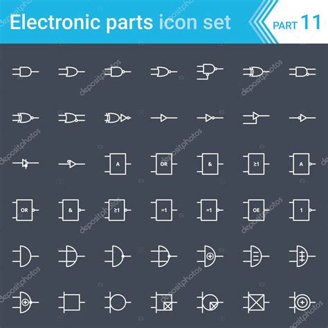 Iconos eléctricos y electrónicos símbolos de diagrama eléctrico