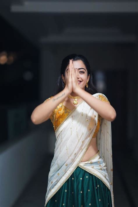 Actress Rashmika Mandanna Cutie Stills In A Half Saree Social News