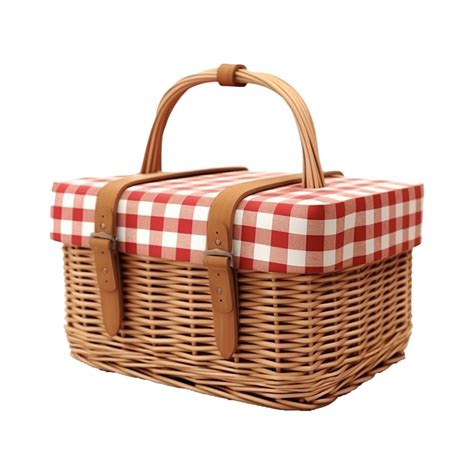 AI Generated Isometric Picnic Basket Isolated On Transparent Background PNG