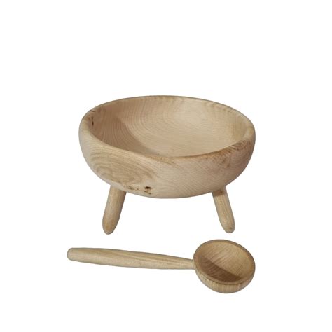 قیمت و مشخصات ظرف چوبی مدل پایه دار دوکی به همراه قاشق زیراکو