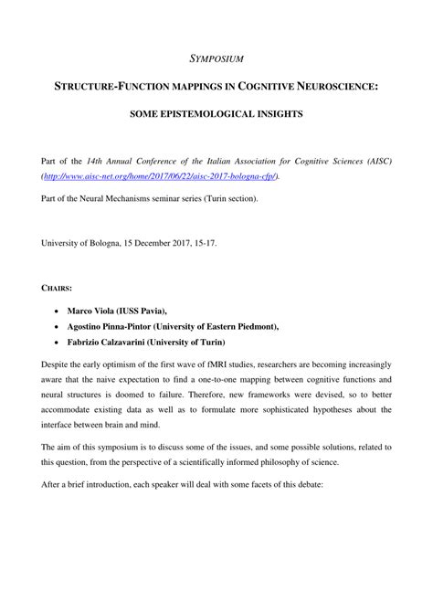 pdf symposium structure function mappings in cognitive neuroscience
