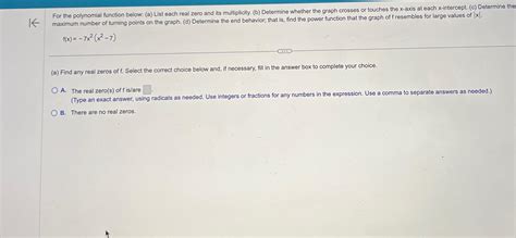 Solved For The Polynomial Function Below A ﻿list Each