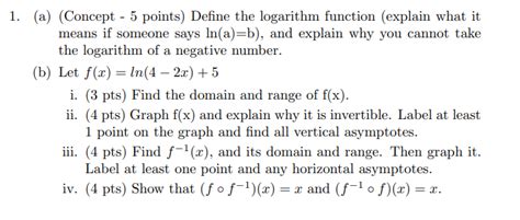 Solved A Concept Points Define The Logarithm Chegg
